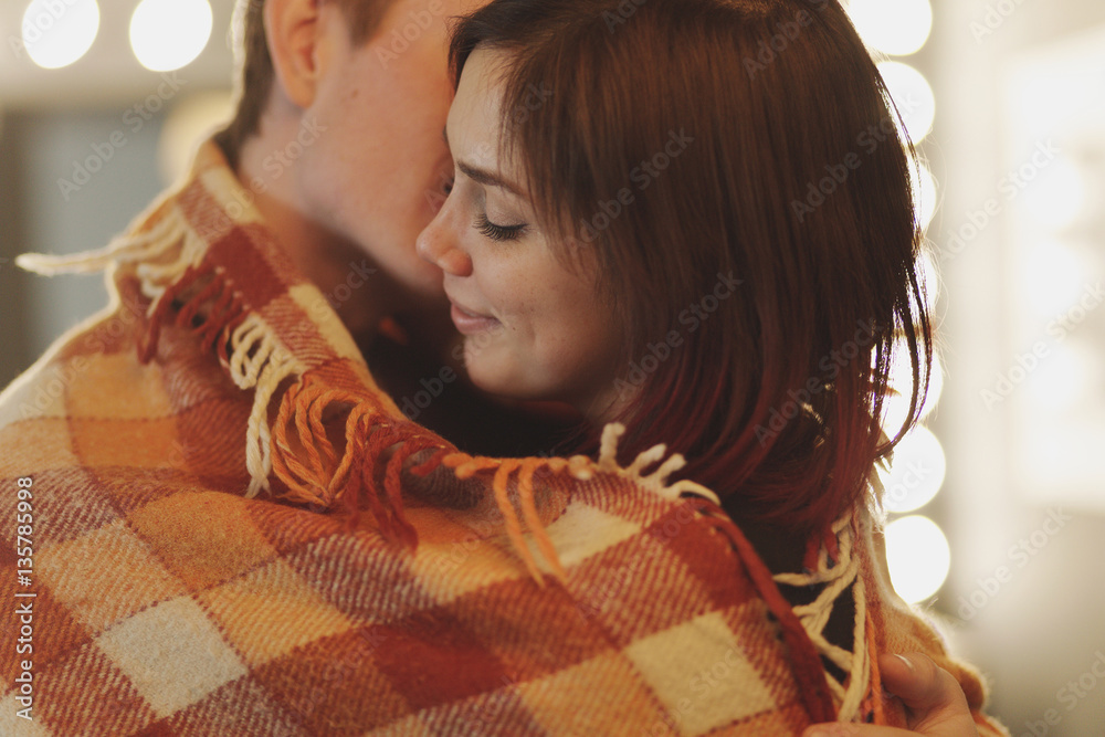 Romantic couple touching and kissing each other Stock Photo | Adobe Stock