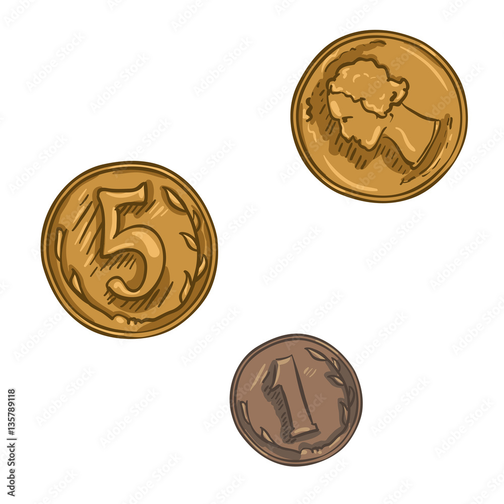 Vector Set of Cartoon Coins Stock Vector | Adobe Stock