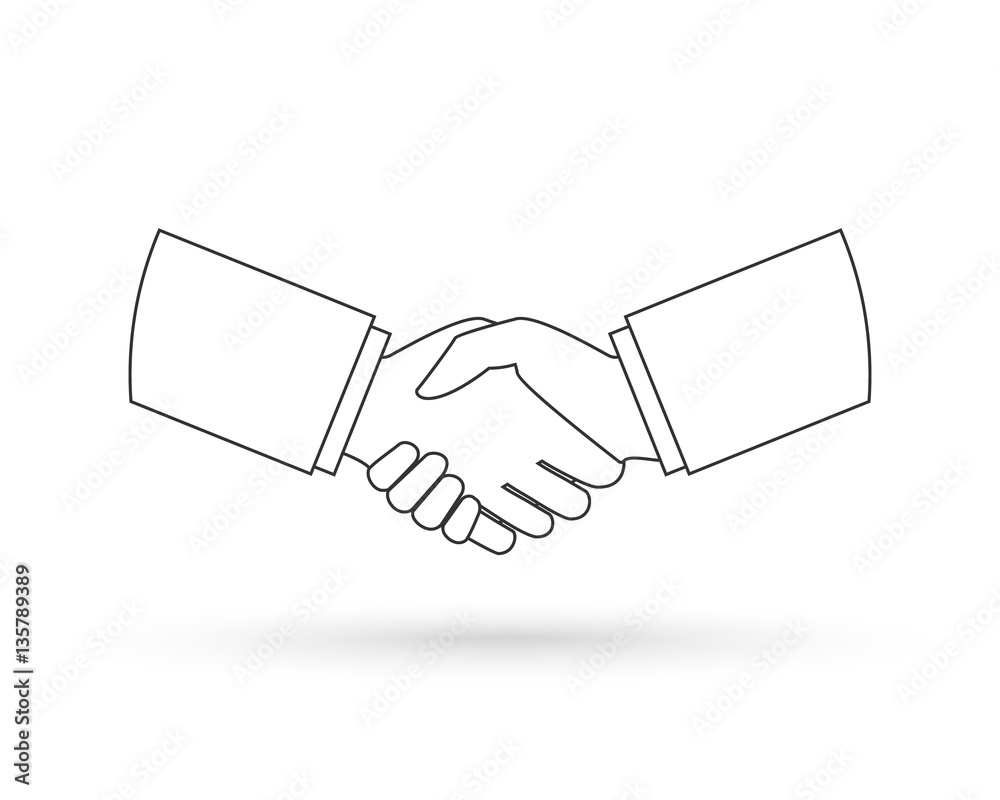 Handshake icon in line art Stock Vector | Adobe Stock