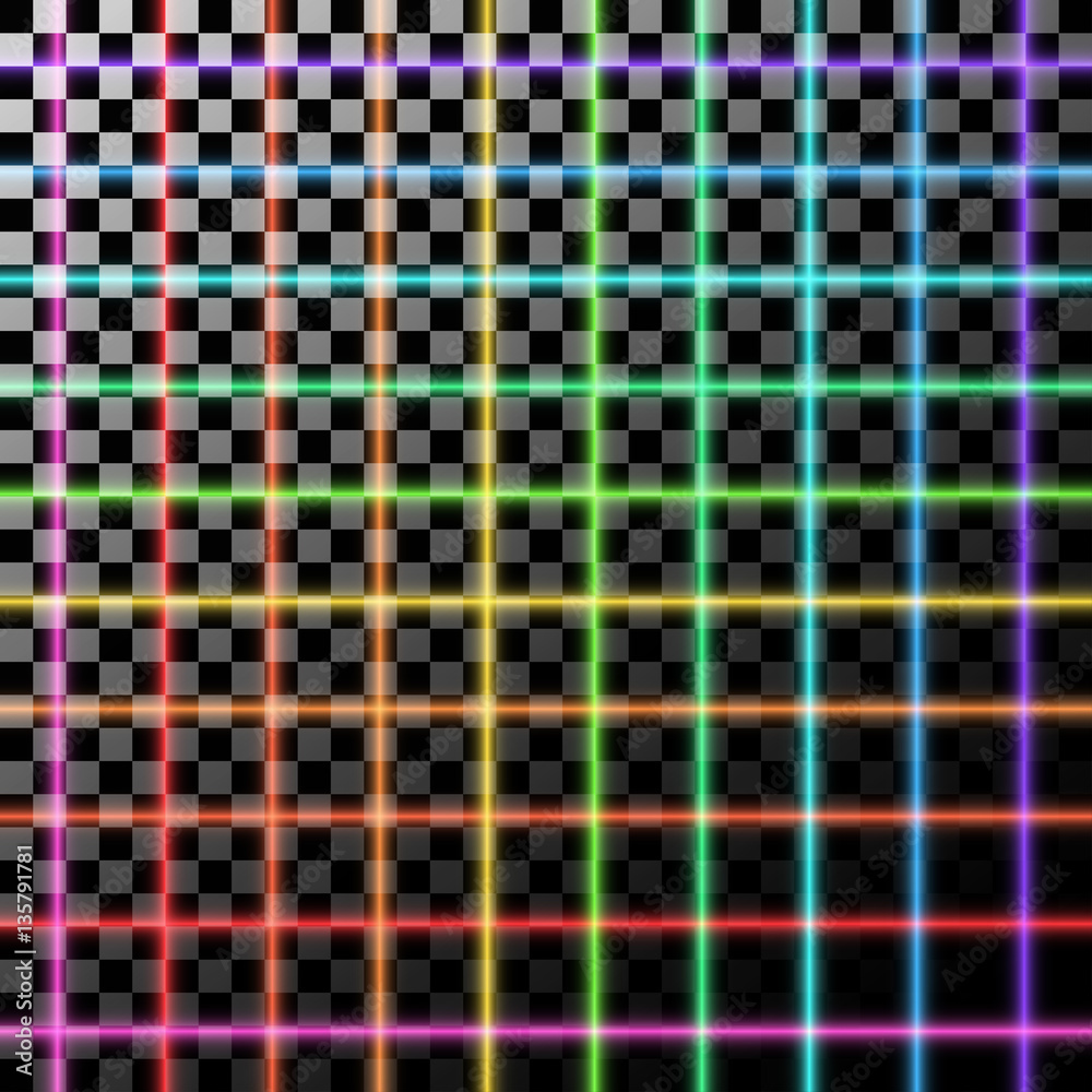 Vector illustration of neon grid, isolated on transparent background ...