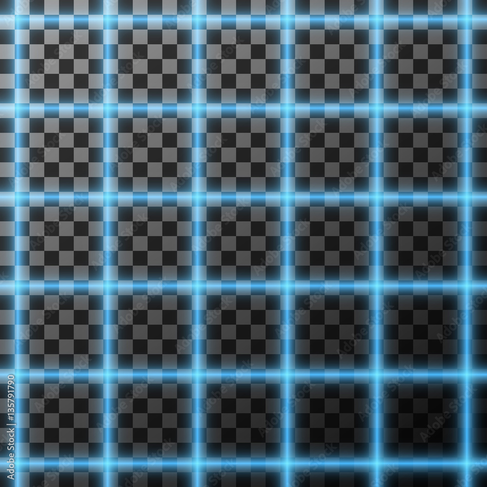 Vector illustration of neon grid, isolated on transparent background ...