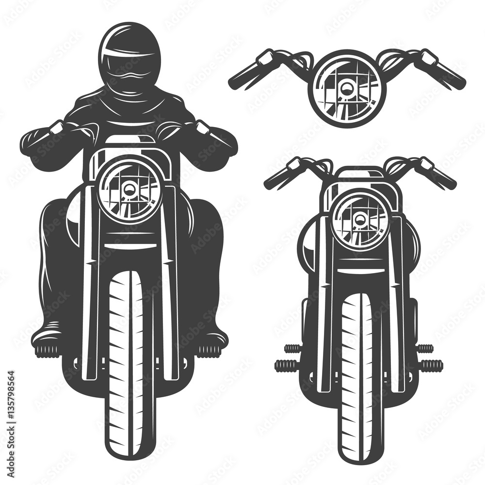 Motorcycle chopper, front, motorcycle driver, monochrome, wheel ...