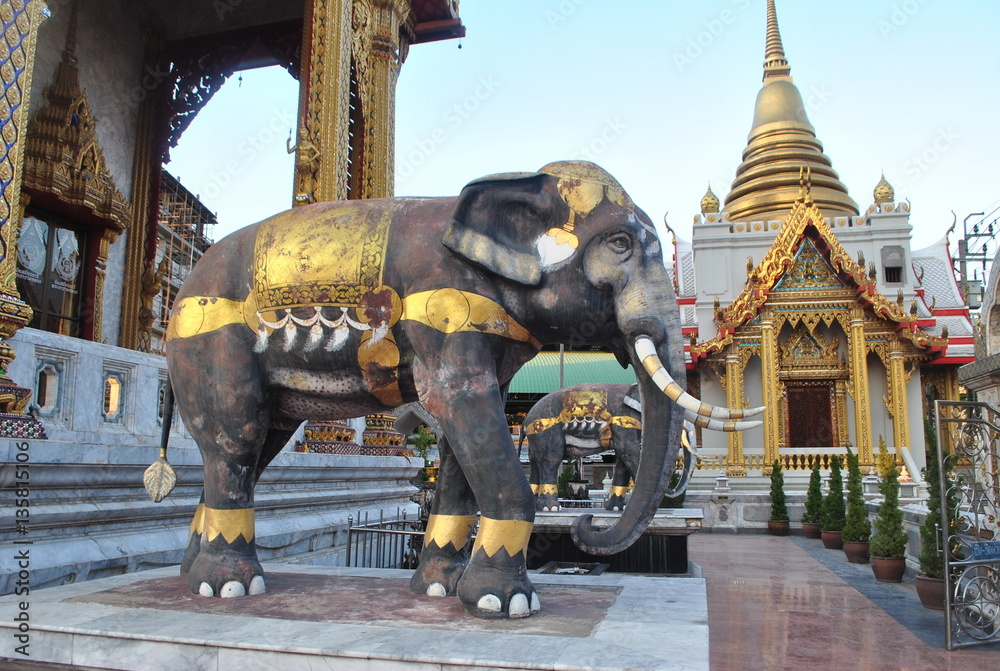 Elephant Statue in Wat Samien Nari Bangkok Temple Thailand Stock Photo ...