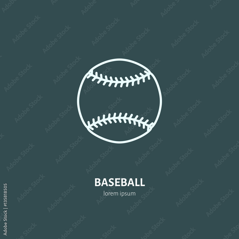 Baseball softball vector line icon. Ball logo, equipment sign. Sport ...