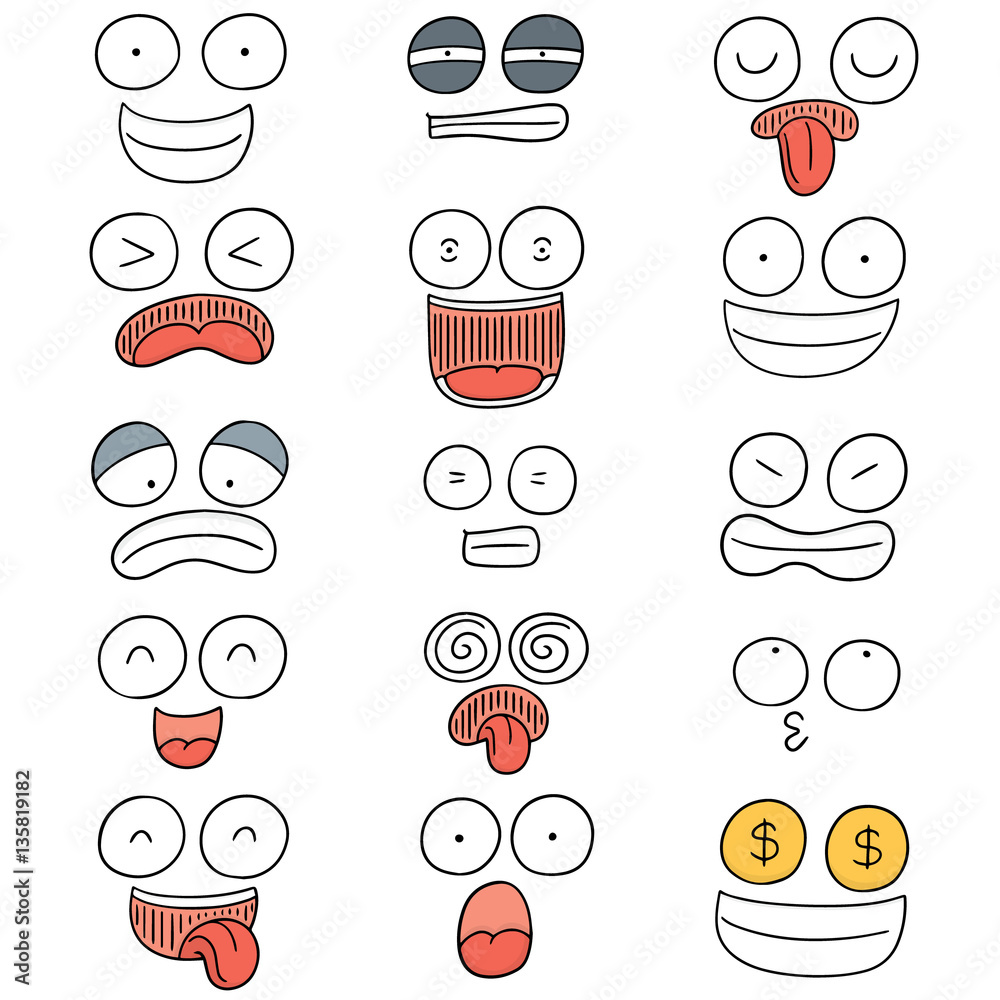 vector set of cartoon face Stock Vector | Adobe Stock