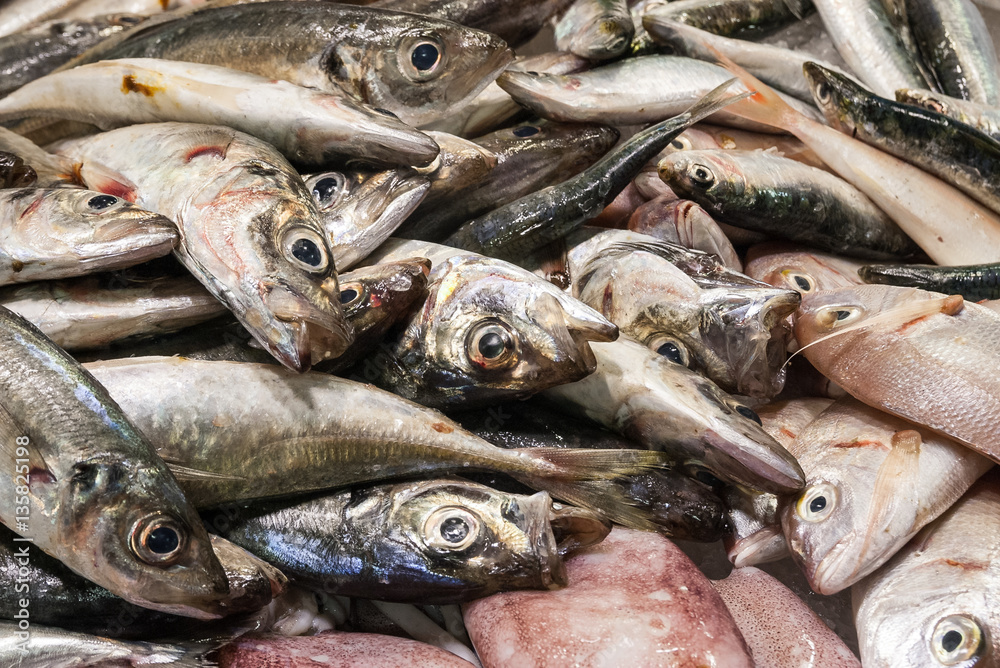 Dead fish for sale on a market Photos | Adobe Stock