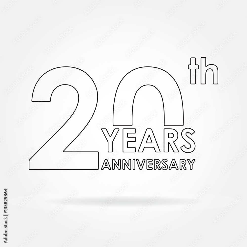 20 Years Anniversary Sign Or Emblem Template For Celebration And