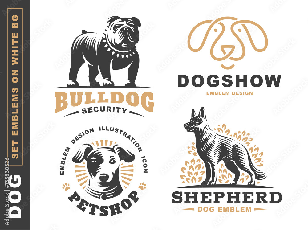 Set logo illustration dog, pet emblem design on white background Stock ...