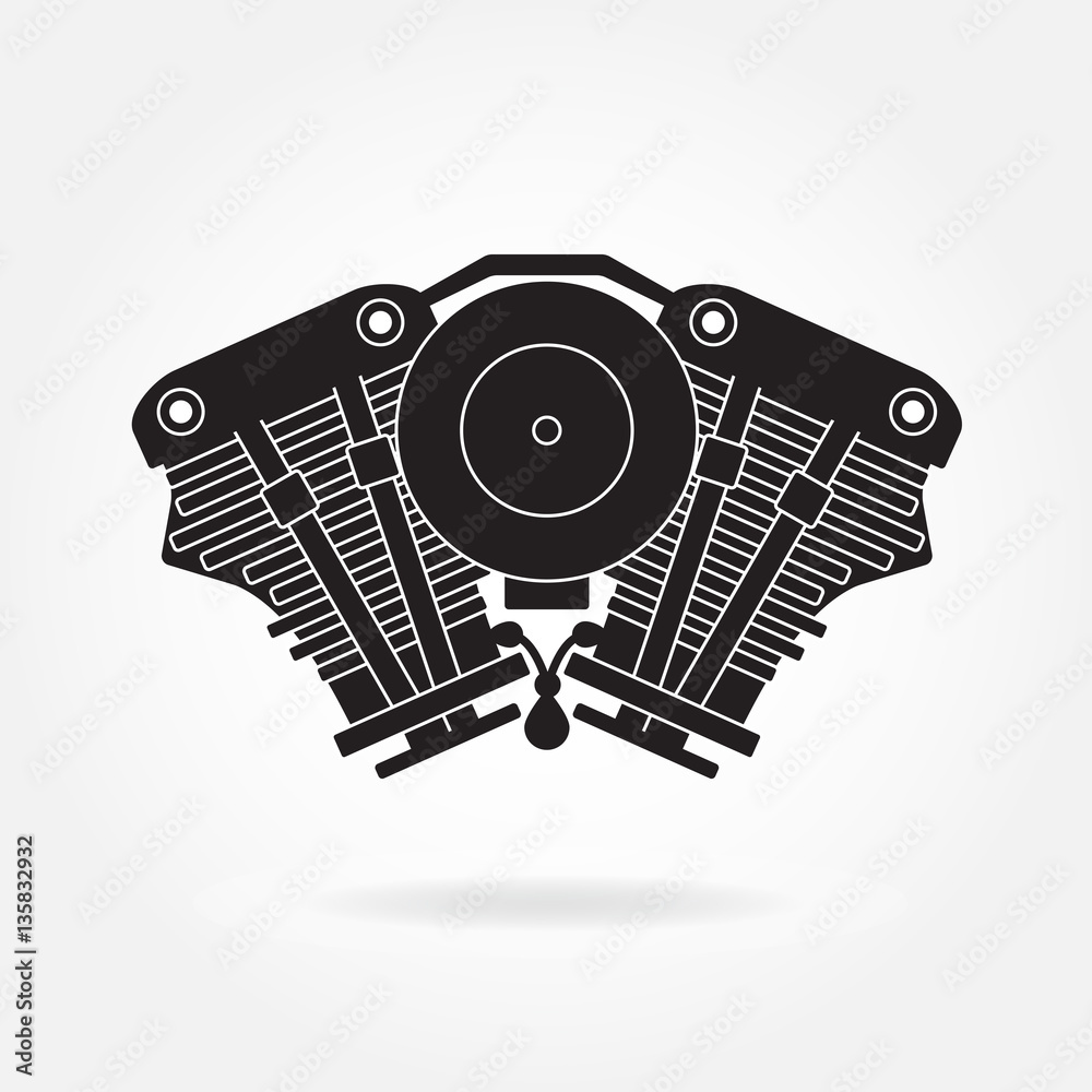 Engine symbol. Car or motorcycle motor silhouette. Vector engine icon ...