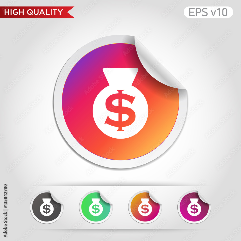 Money bag icon. Button with money bag icon. Modern UI vector. Stock ...