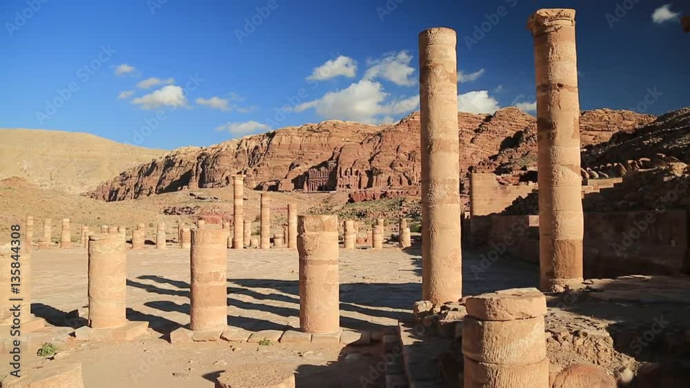 Ancient columns of Great Temple or Temple of Winged Lions in Petra ...
