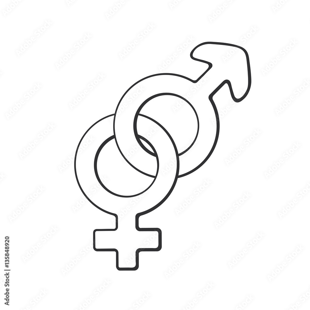 Vector illustration. Hand drawn doodle with heterosexual gender symbol ...