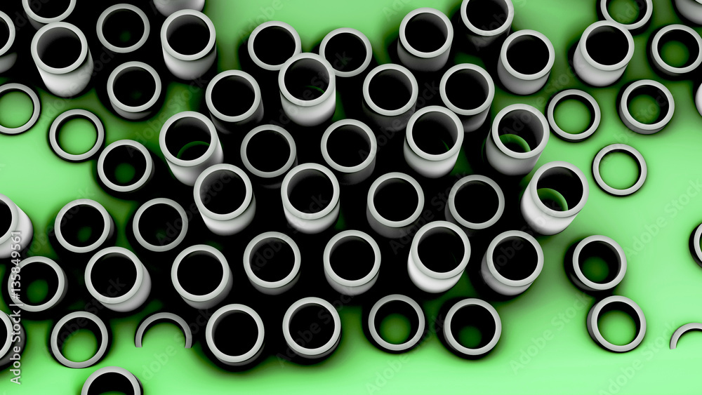 Installation of pipe objects, creative image for the different ...