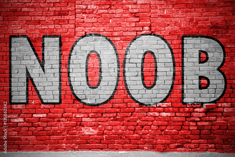 Noob Ziegelsteinmauer Graffiti Stock Illustration | Adobe Stock