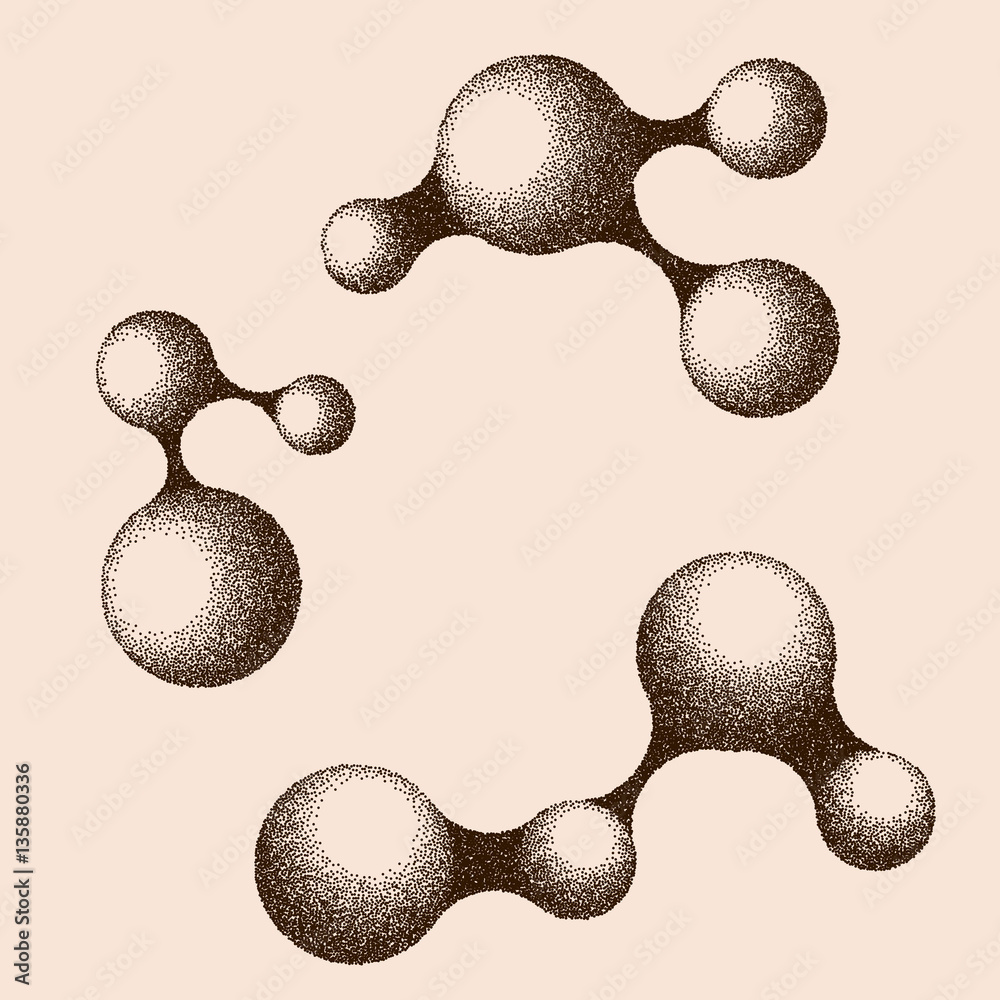 Stippled Molecule Structure - vector illustration Stock Vector | Adobe ...