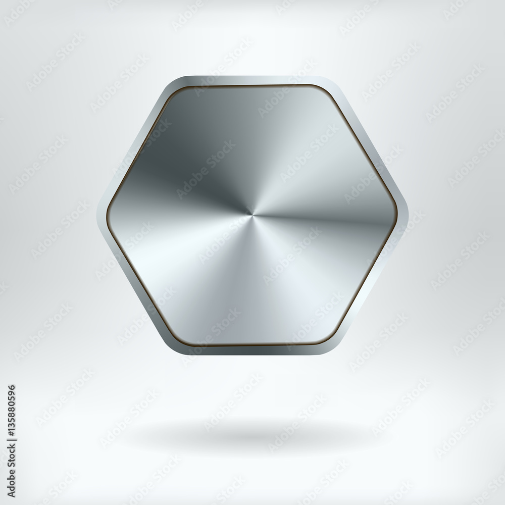 Brushed Metal Hexagonal Button - vector illustration Stock Vector ...