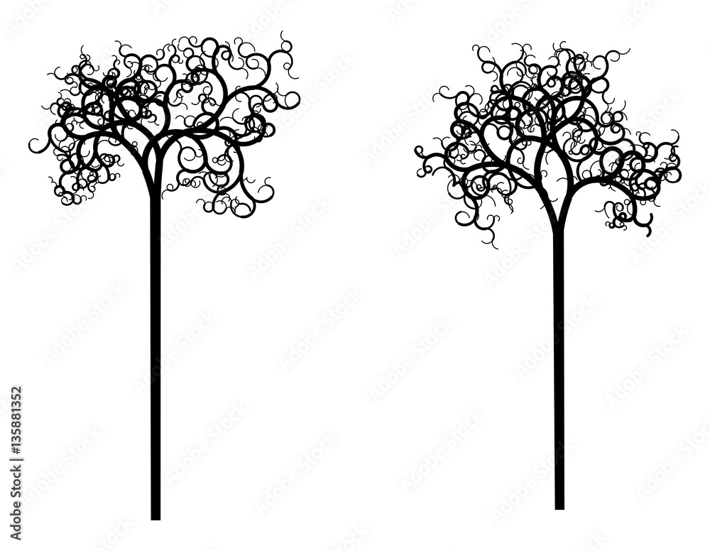 Vetor de Curl trees - vector illustration do Stock | Adobe Stock