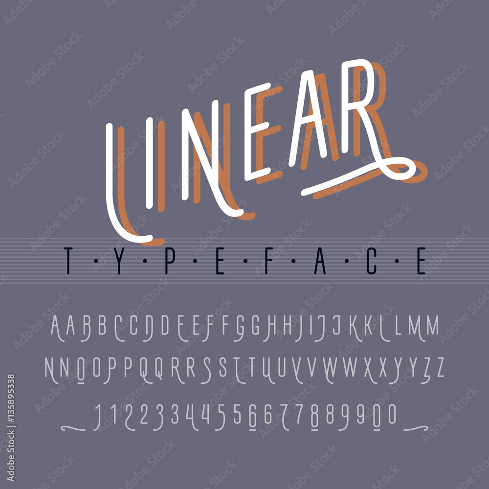 Linear letters and numbers. Decorative typeface Stock Vector | Adobe Stock