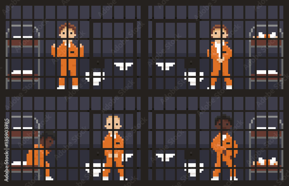 Pixel Art Prison Stock Vector | Adobe Stock
