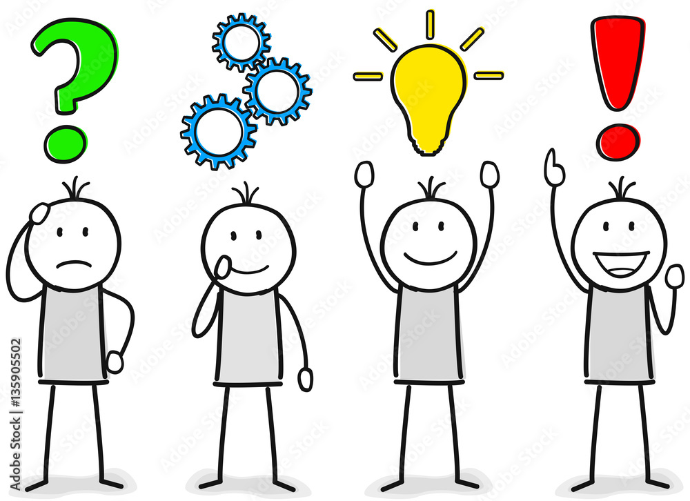 Team aus Figuren bei der Planung und Ideen Entwicklung bis zum fertigen ...