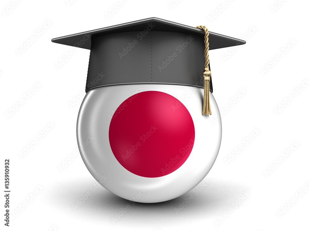 Graduation cap and Japanese flag. Image with clipping path Stock ...