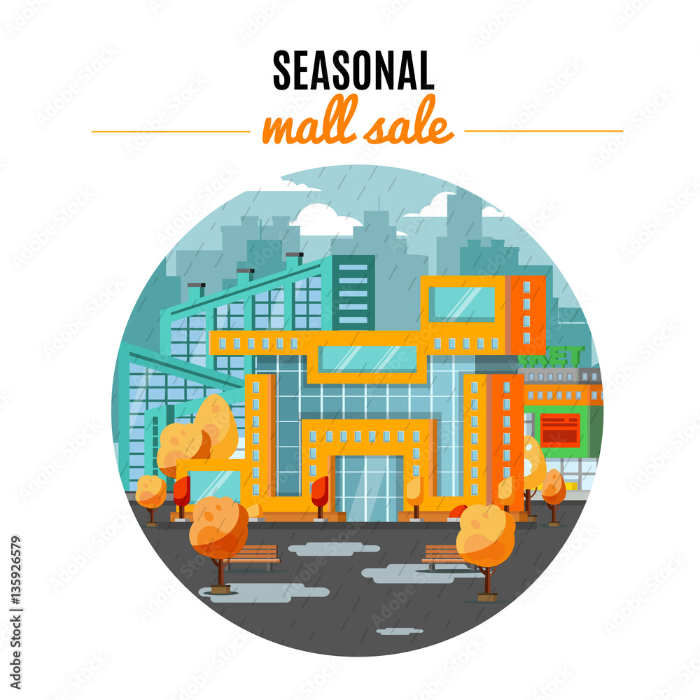 Shopping Mall Building Template Stock Vector | Adobe Stock