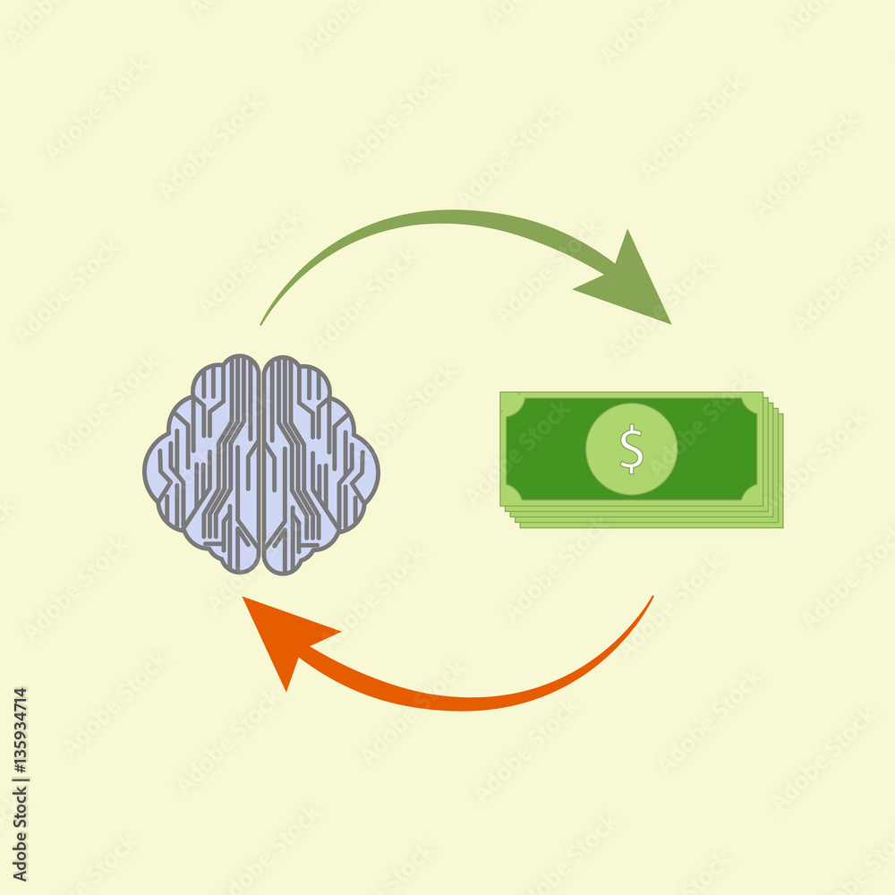 vector idea of use brain to make money Stock Vector | Adobe Stock