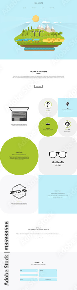 One Page Website Design Template in Professional Vector Design, Stock ...