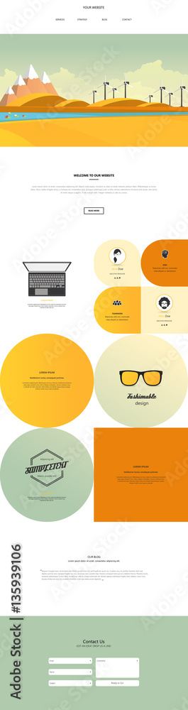 One Page Website Design Template in Professional Vector Design, Stock ...