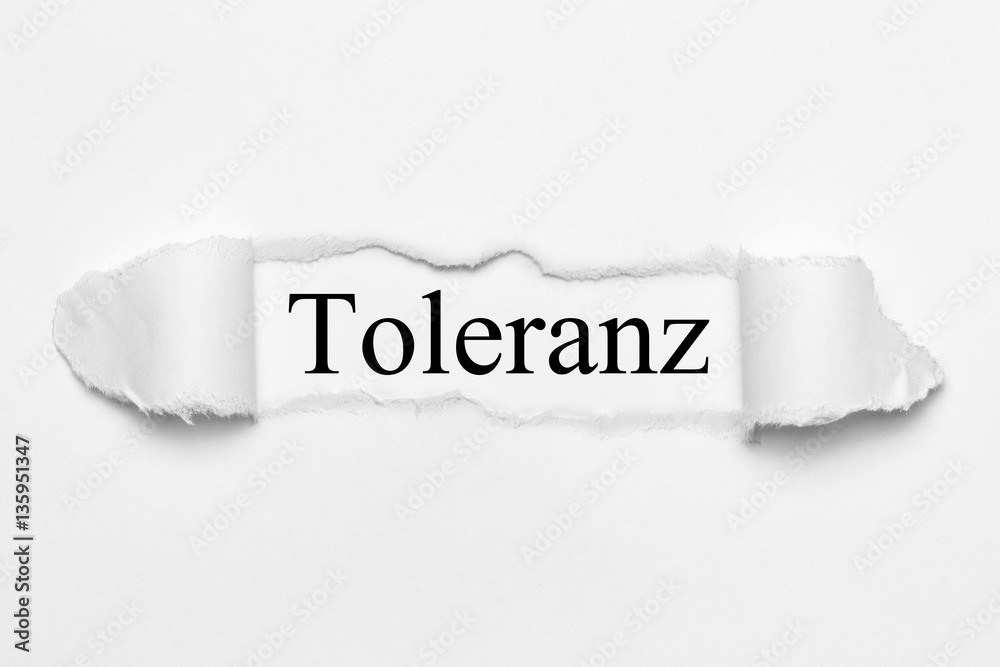 Toleranz auf weißen gerissenen Papier foto de Stock | Adobe Stock