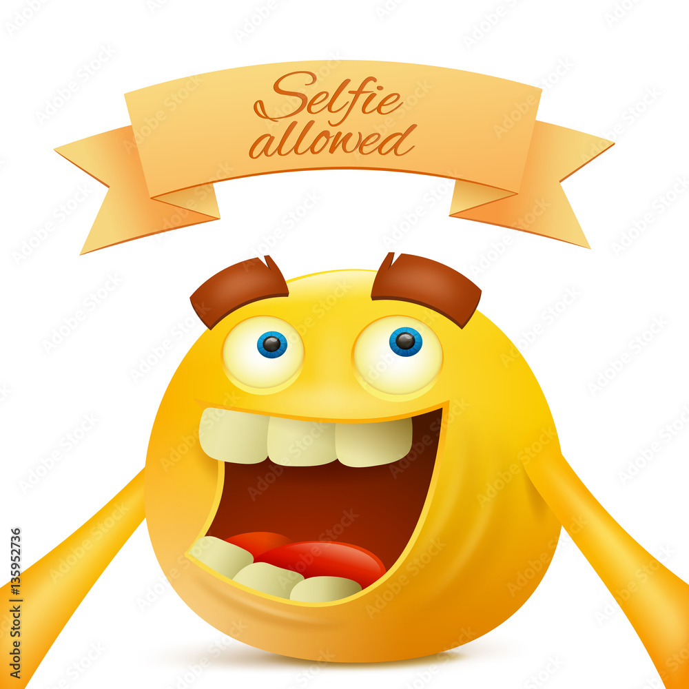 emoji emoticon smiley yellow face character making selfie Stock Vector ...