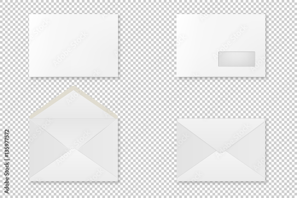Blank realistic envelope set. Vector mockup. Stock Vector | Adobe Stock