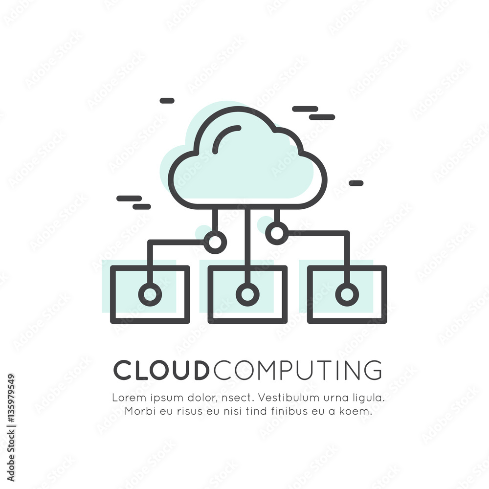 Vector Icon Style Illustration Logo of Cloud Sync and Data, Cloud ...