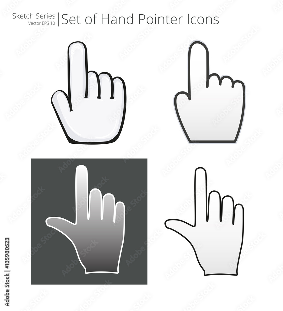 Vector Pointer Hand Icons. Illustration Sketch Set of Pointer Hand ...