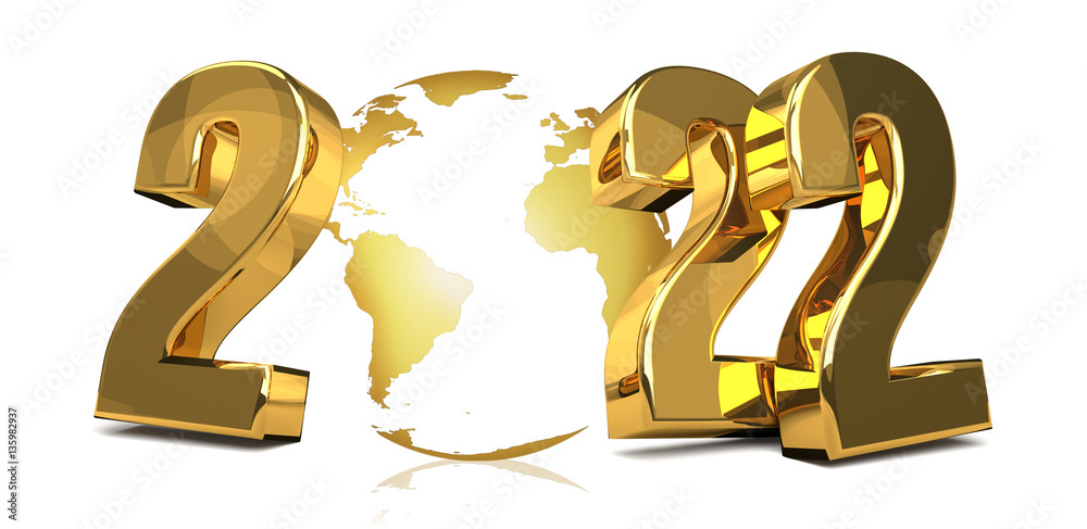 2022 golden worldwide global symbol 3d render. Elements of this image ...