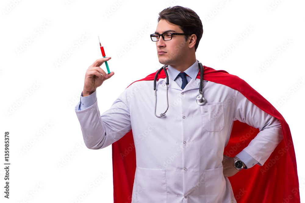 Super hero doctor isolated on white Stock Photo | Adobe Stock