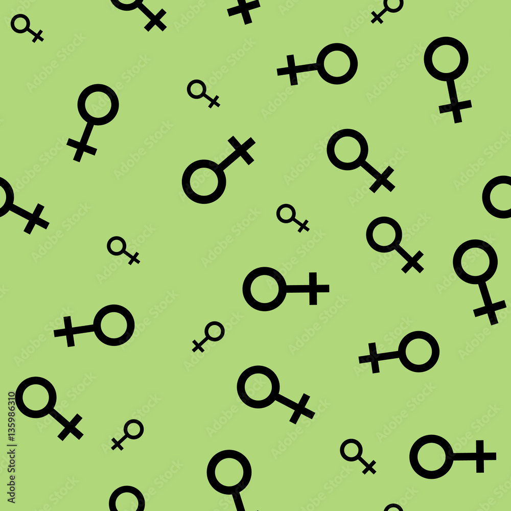Seamless pattern with black female symbols. Female small signs ...