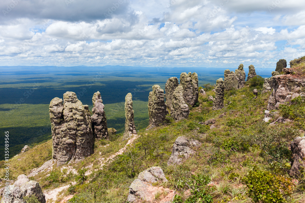 boundless expanse. view from mountains. natural stone pillars ...