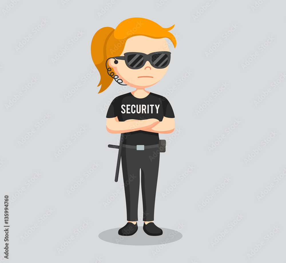 security guard woman standing pose Stock Vector | Adobe Stock