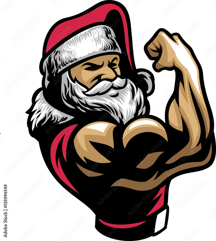 vector of santa claus showing his muscle bicep Stock Vector | Adobe Stock
