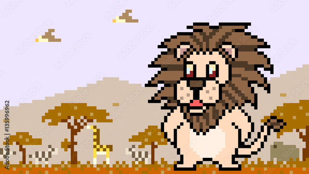 pixel art savanna Stock Illustration | Adobe Stock