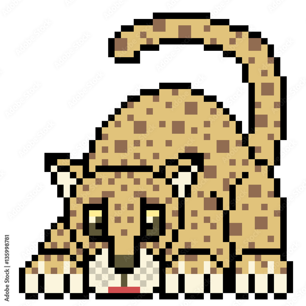 pixel art leopard ilustración de Stock | Adobe Stock