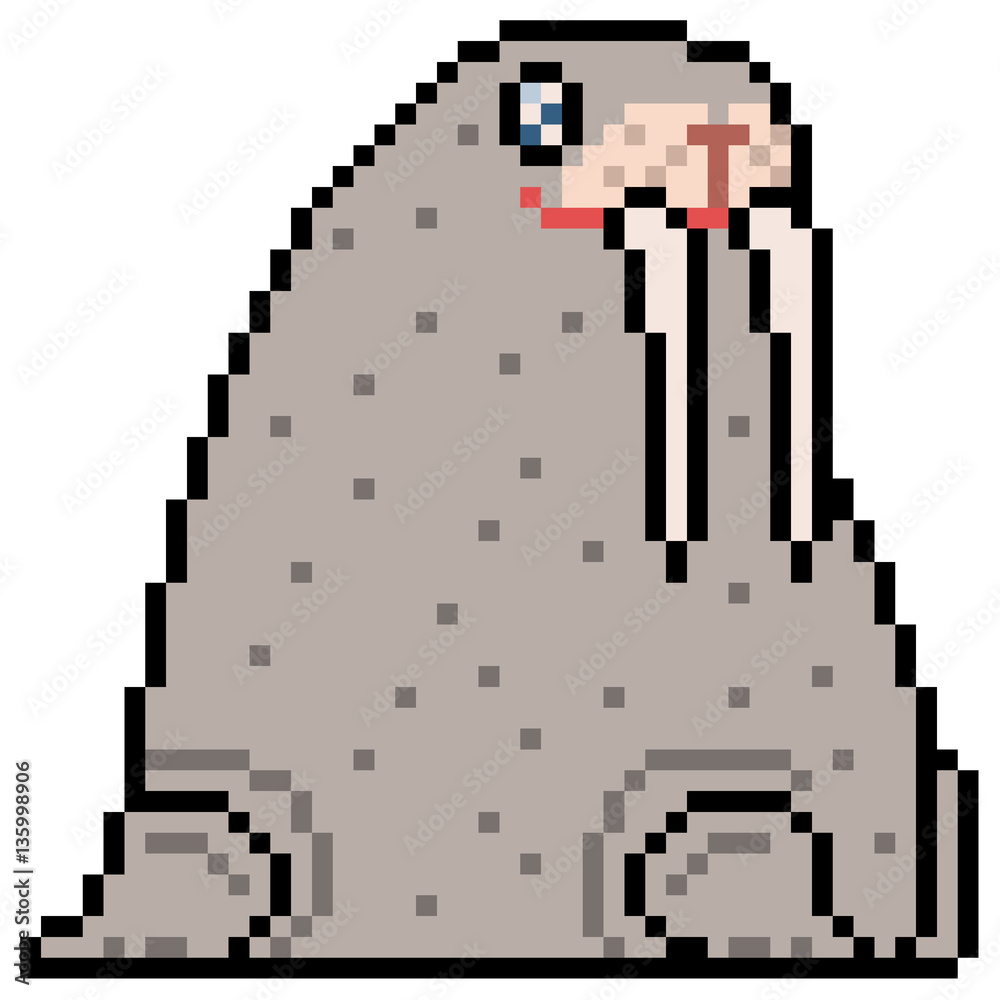 pixel art walrus ilustración de Stock | Adobe Stock