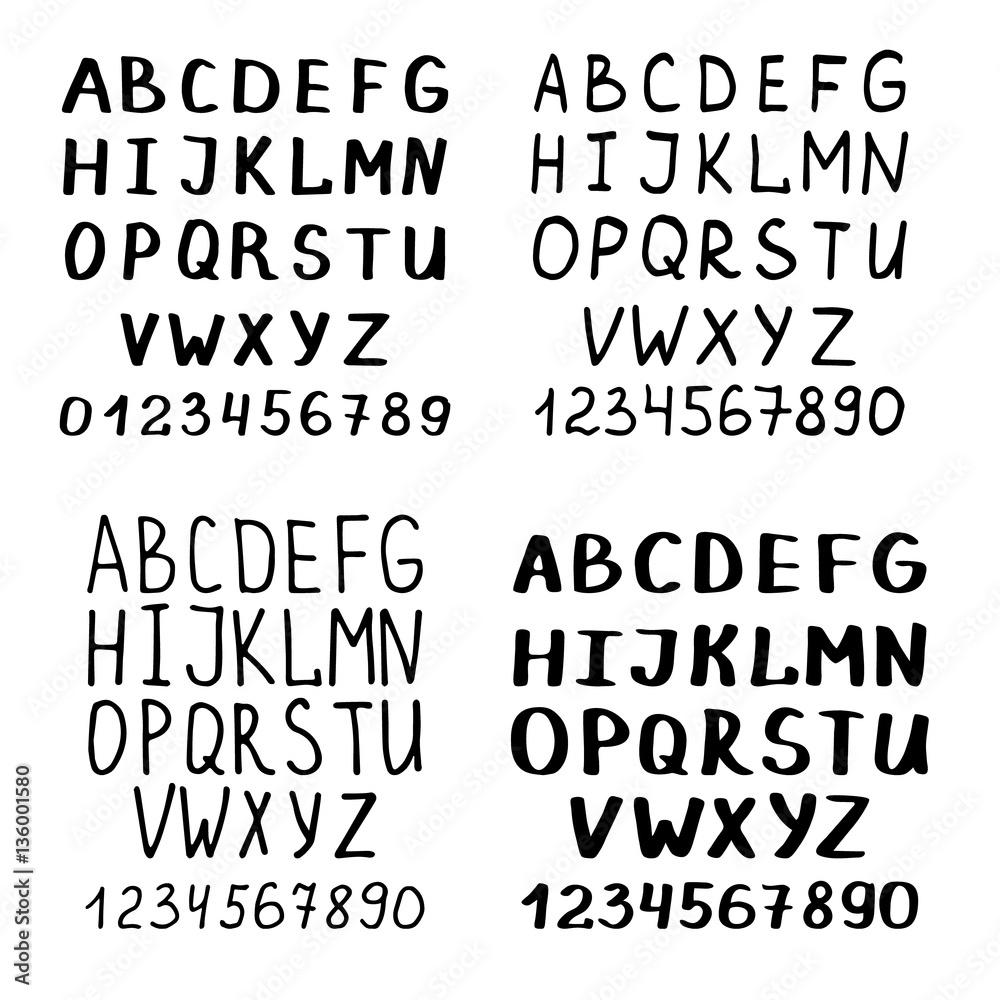 Handwriting font or calligraphy latin alphabet vector isolated on white ...