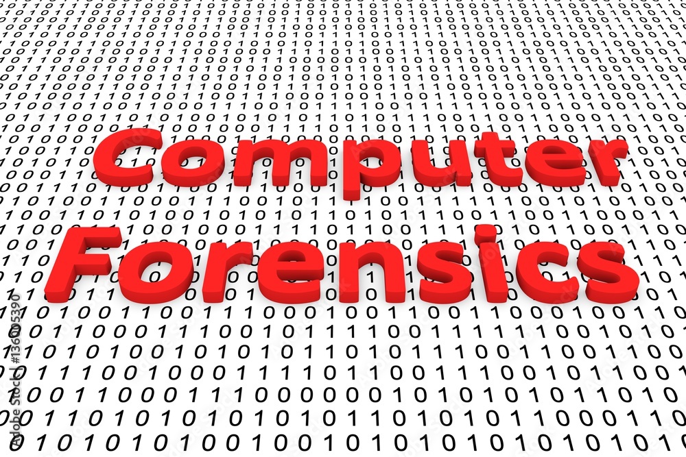 computer forensics in the form of binary code, 3D illustration Stock ...