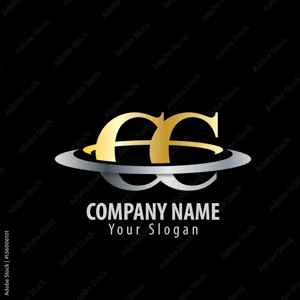 Initial Letter CC With Overlapping Swoosh Circle Stock Vector | Adobe Stock