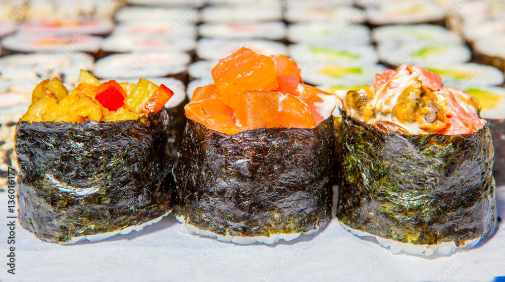 sushi, shooting different types of sushi and Gunkan-maki menu for the ...