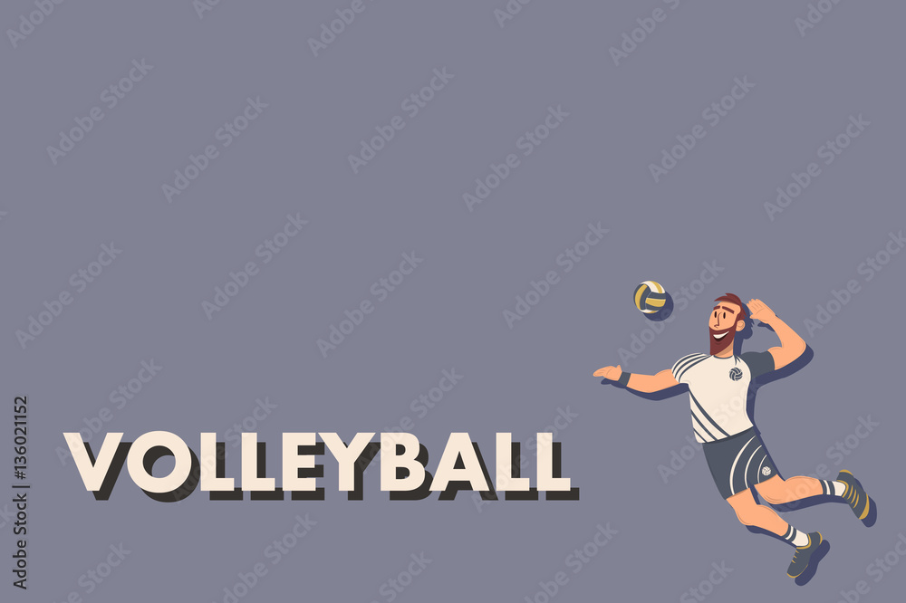 Cartoon Volleyball player with ball. Comic character Stock Vector ...