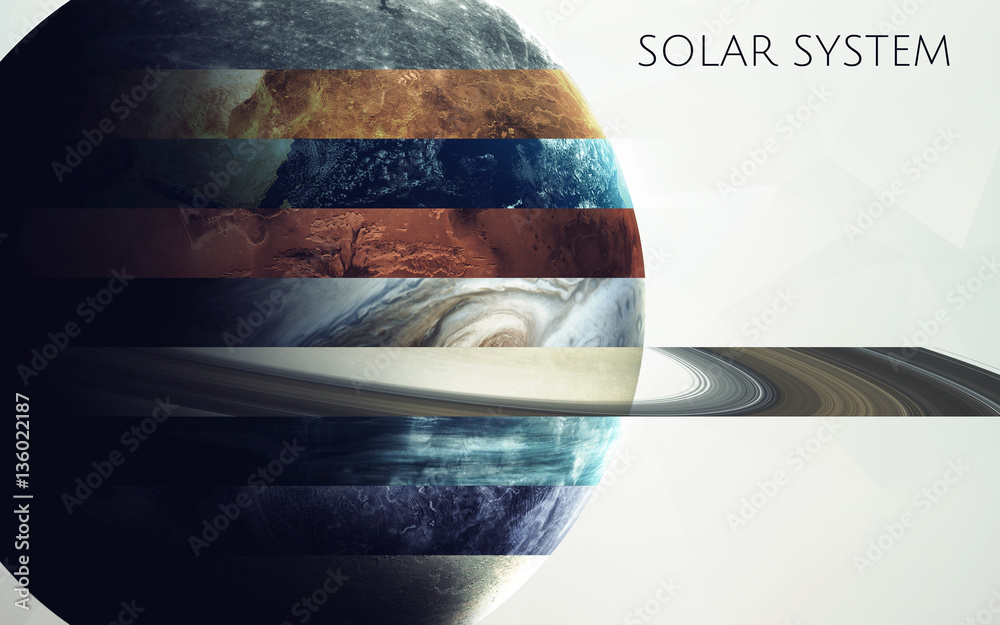 All solar system planets in one. Modern minimalistic art. Elements of ...