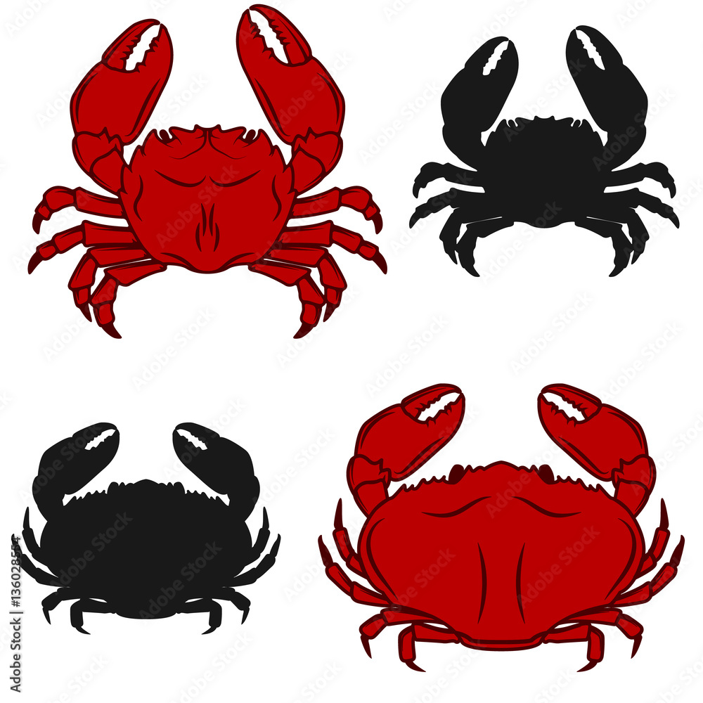 Set of crab icons isolated on white background. Seafood. Design Stock ...
